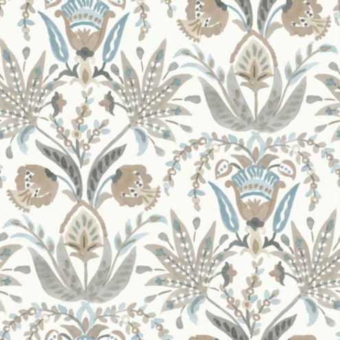 Seaside Jacobean Premium Wallpaper Taupe 10" x 8" Swatch | Ballard Designs
