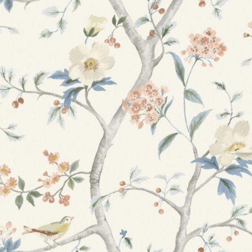 Chinoiserie Floral Premium Wallpaper Multi 10" x 8" Swatch | Ballard ...