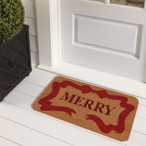Merry Coir Mat with Festive Red & Natural Coir Fibers