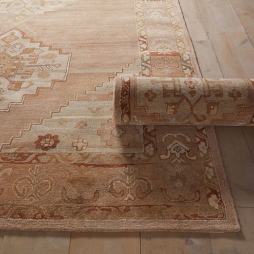 Amina Hand Tufted Rug with Persian Pattern & Plush Wool in Taupe, Blush ...