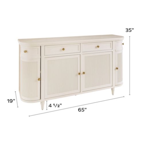 Tilde Gustavian Style Curved Sideboard Cabinet in Whitewash Finish
