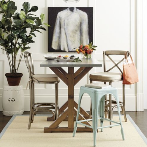 Tatum Trestle Counter Table with Zinc Top | Ballard Designs