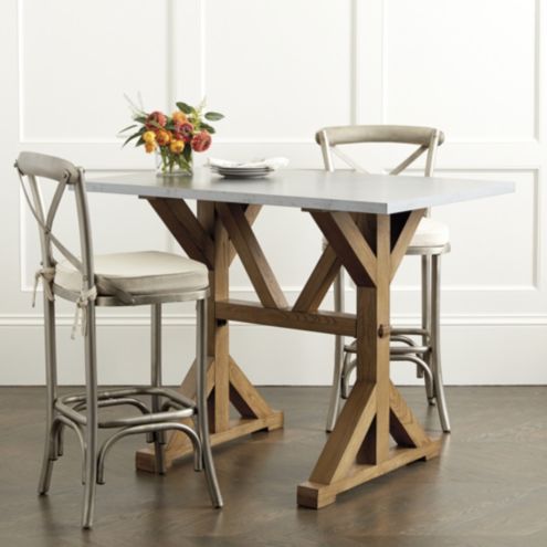 Tatum Trestle Counter Table with Zinc Top | Ballard Designs