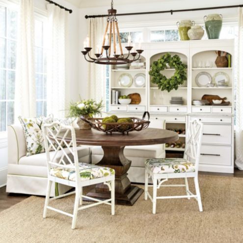 Andrews Pedestal Dining Table 48" with Carved Baluster Base & Triple ...