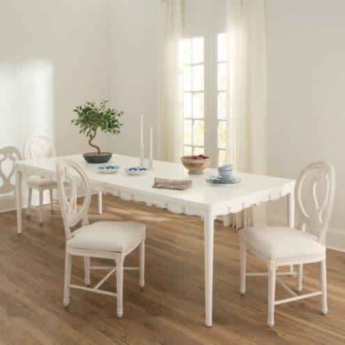 Lucie Extension Dining Table with White Finish & Metal Glides