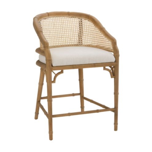 Anna Cane Back Upholstered Counter Stool in Parchment