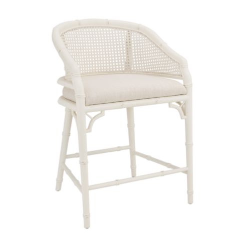 Anna Cane Back Upholstered Counter Stool in Parchment