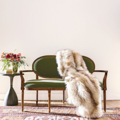 Louis XVI Blue Velvet Upholstered Oval Bench Walnut