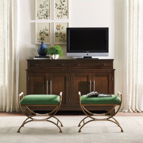 Connelly Upholstered X Bench with Linen