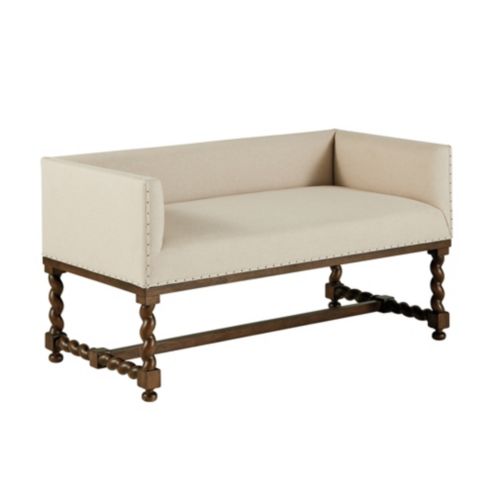 Alonso Upholstered Bench With Arms in Linen