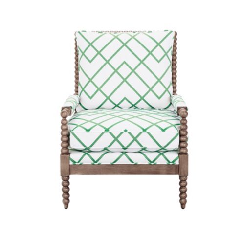 Shiloh Spool Chair in Imperial Trellis Green with Latte & Stocked