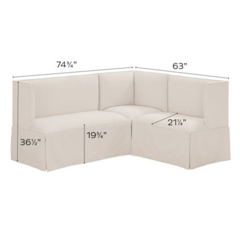 Lennox 3 Piece Banquette Seating with Corner & 36 inch Right Arm/48 ...