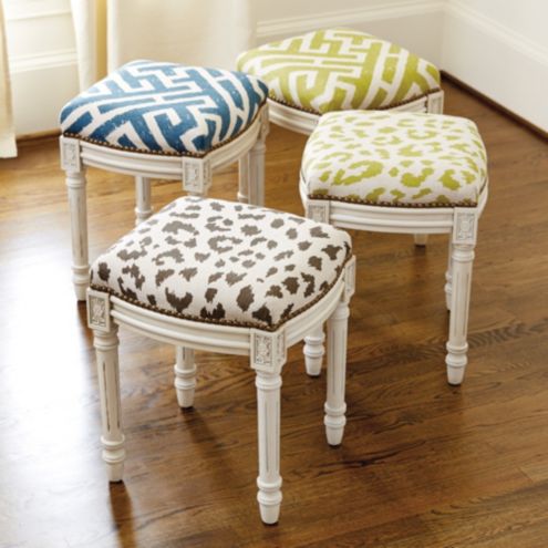 Linen Print Stool | Ballard Designs