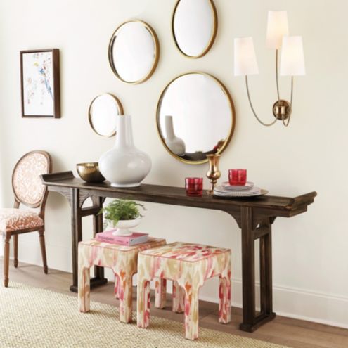 Nala Stool in Millie Pink with Suzanne Kasler Signature Linen Peony ...