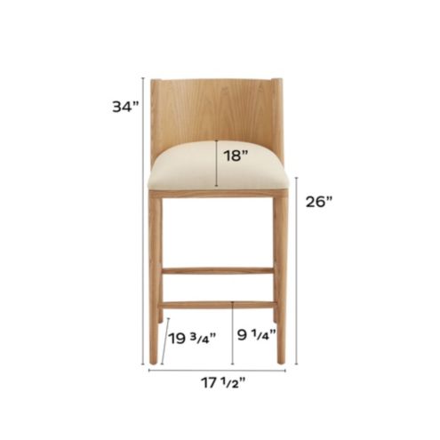 Winston Counter Stool with Light Ash Finish & InsideOut Performance Fabric