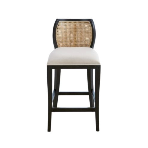 Gilmore Caned Counter Stool with Espresso Frame & Performance Fabric