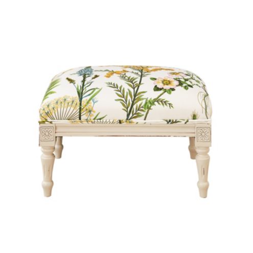 Limited Edition Louis Footstool with Designer Fabric & Carved Details