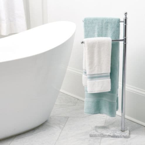 Marble Free Standing Towel Holder with Polished Nickel Arms & Classic Base