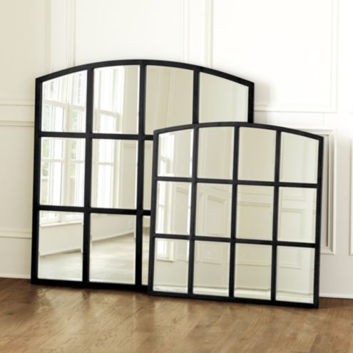 Jill Mirror 36"x36" with Beveled Panels & Natural Black Iron Frame