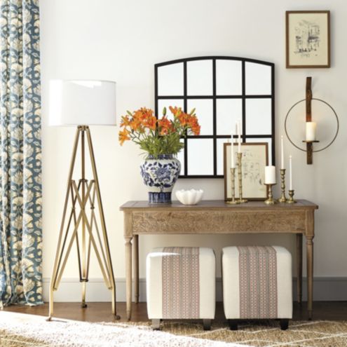 Jill Mirror with Beveled Panels & Natural Black Iron Frame for ...