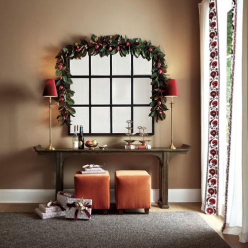 Jill Mirror with Beveled Panels & Natural Black Iron Frame for ...