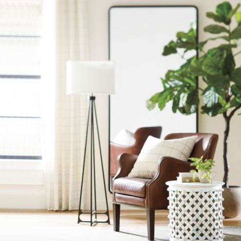 Wilcox Tall Iron Metal Leaner Mirror Rectangular with Rounded Corners