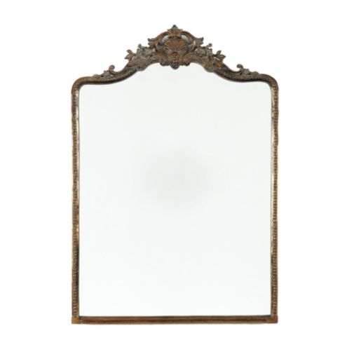 Beaudry Mirror with Hand Forged Iron Beaded Frame & Shell Crest