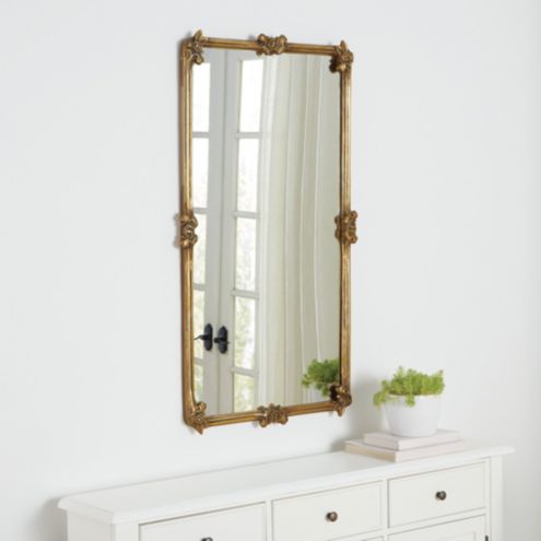 Fernanda Mirror with Antique Brass Finish & Floral Accents