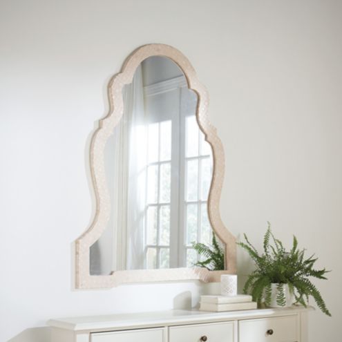 Farah Mirror with Hand-Inlaid Bone & Hardwood Frame