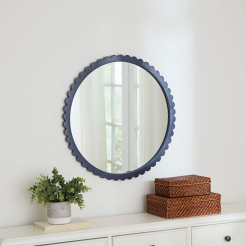 Avril Mirror with Handmade Wood Frame & Scalloped Details