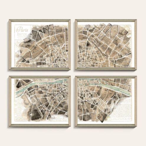 Paris Map Watercolor Framed Art Print