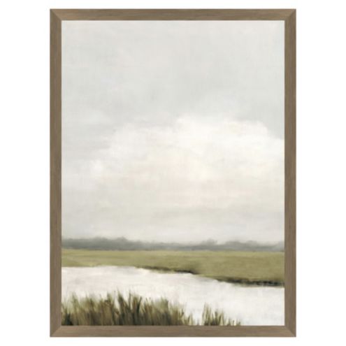 Gray November Marsh Landscape & Sky Wall Art Framed Canvas Print