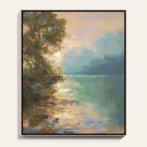 Go the Distance Art with Champagne Frame & Serene Impressionistic Landscape