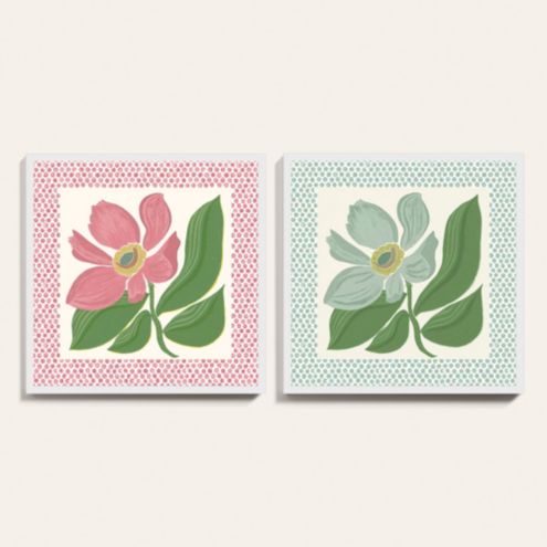 Calloway Art with Contemporary Floral Design & White Wood Frame